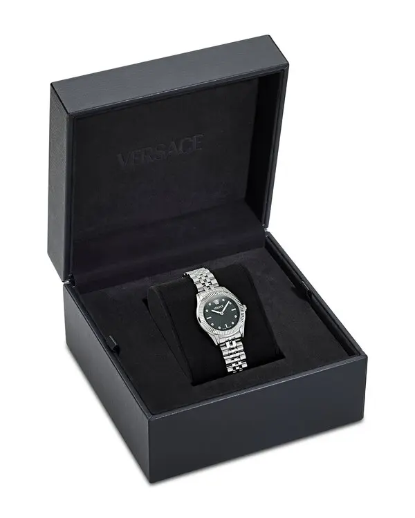 Versace Greca Time Bracelet Watch, 30mm - Black/silver