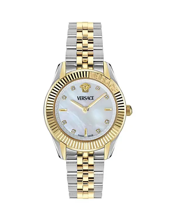 Versace Greca Time Bracelet Watch, 30mm - White/two Tone