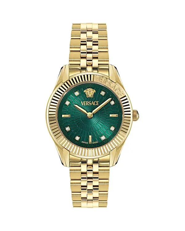Versace Greca Time Bracelet Watch, 30mm - Green/gold