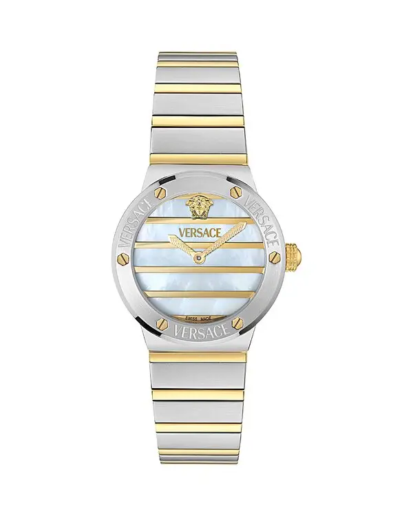 Versace Greca Logo Pearl Bracelet Watch, 33mm - Two Tone/two Tone
