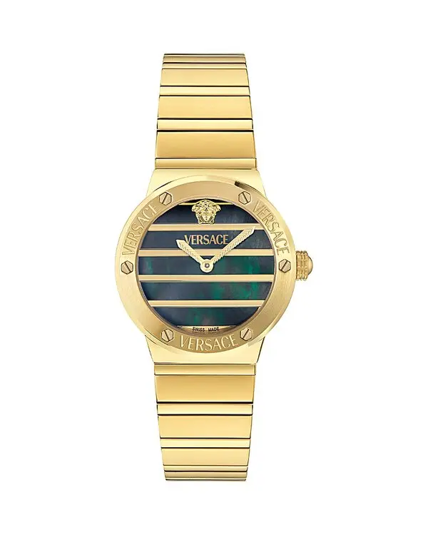 Versace Greca Logo Pearl Bracelet Watch - Green/gold