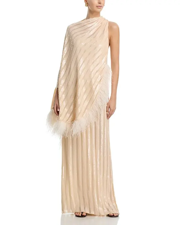 Johanna Ortiz One Shoulder Cape Gown