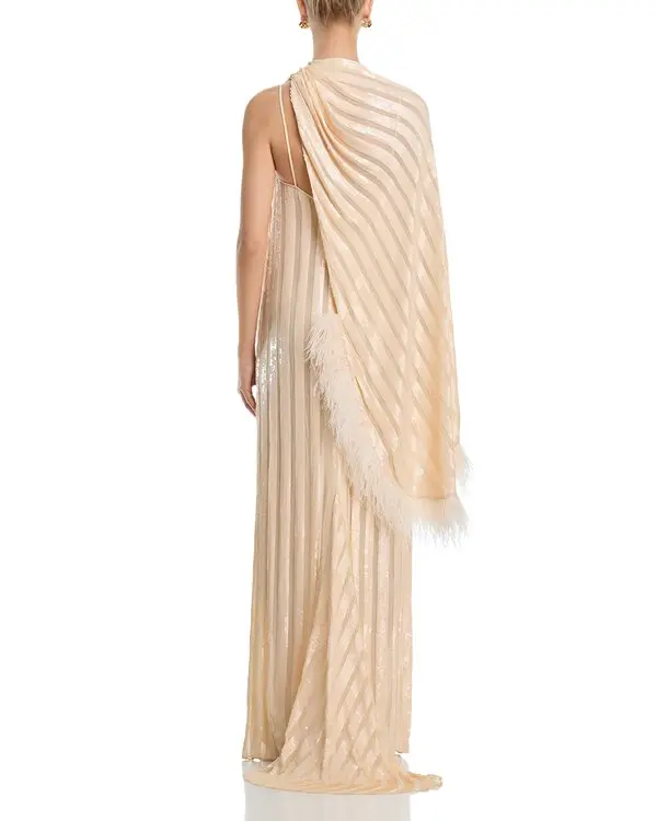 Johanna Ortiz One Shoulder Cape Gown