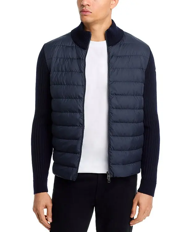 Moncler Padded Wool Zip-up Cardigan - Obsidian Blue