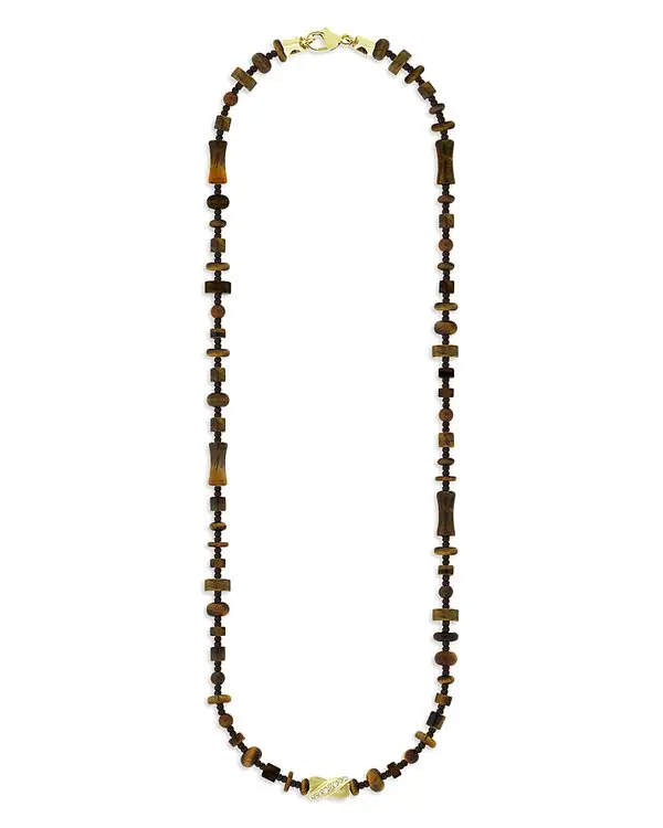 Luis Morais 14k Yellow Diamond And Tiger Eye Beaded Necklace - Gold