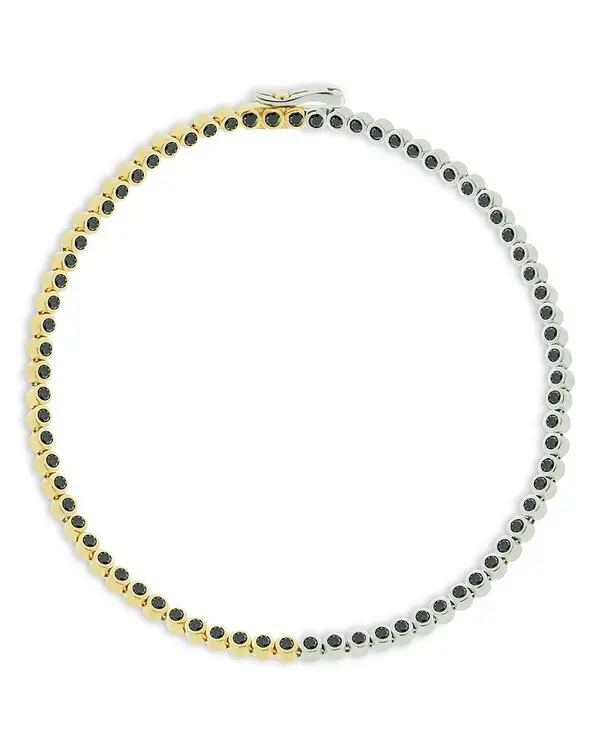 Luis Morais 14k Yellow And White Black Diamond Tennis Bracelet - Gold