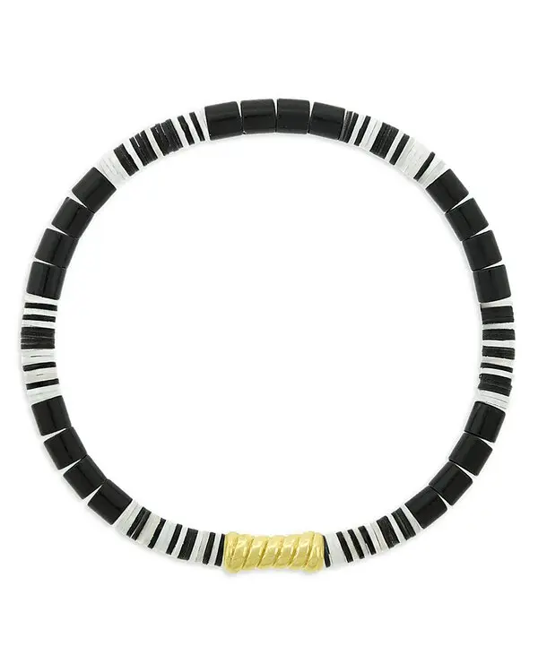 Luis Morais 14k Yellow Black Agate Beaded Bracelet - Gold