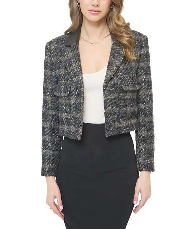 Central Park West Colette Lurex Houndstooth Blazer Jacket