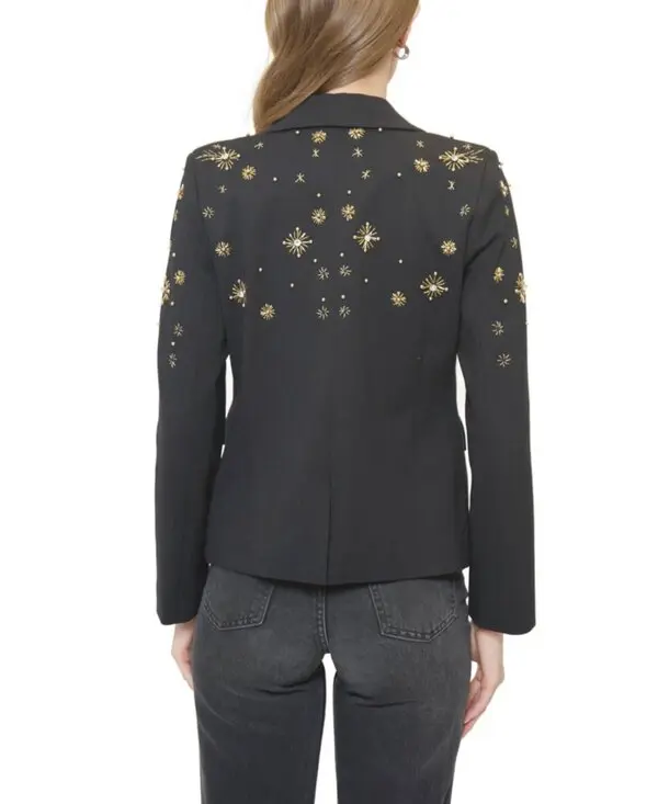 Central Park West Crystal Embellished Tuxedo Jacket