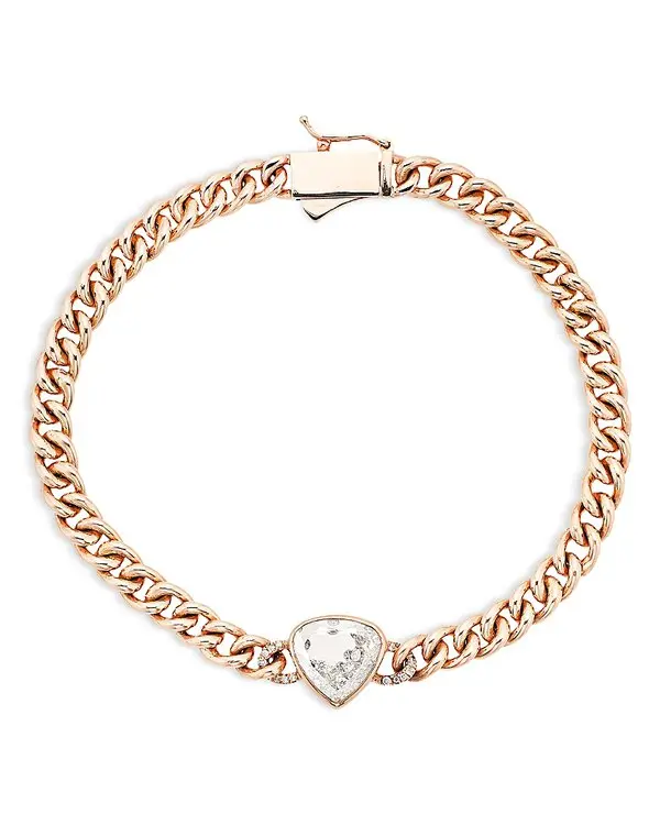 Moritz Glik 18k Yellow Gold Diamond Unidinho Heartish Curb Link Bracelet - Rose Gold