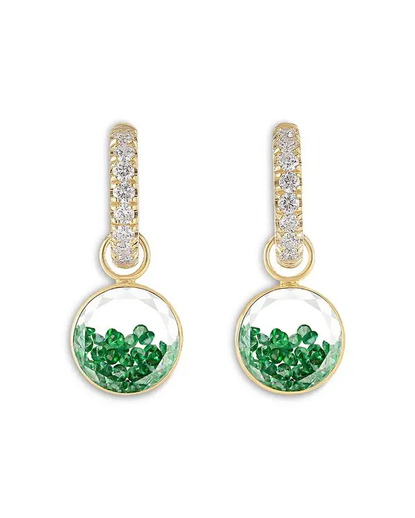 Moritz Glik 18k Yellow Emerald And Diamond Core Gala Huggie Hoop Earrings - Gold