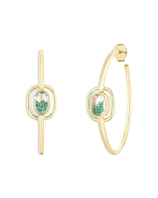 Moritz Glik 18k Yellow Emerald Elo Hoop Earrings - Gold
