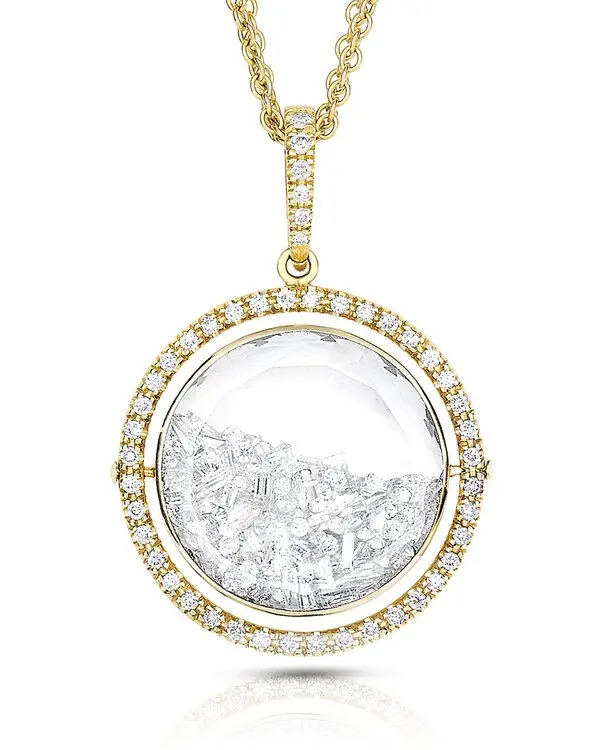 Moritz Glik 18k Yellow Diamond Halo Shaker Pendant Necklace - Gold