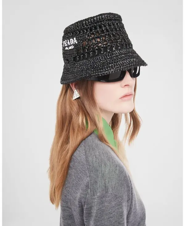 Prada Crochet Bucket Hat - Black