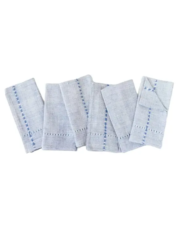 CREATIVE WOMEN Pulled Cotton Napkins, Set Of 4 - Blue