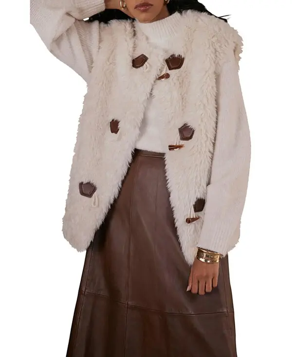 Mint Velvet Faux Fur Vest With Toggle Fastening