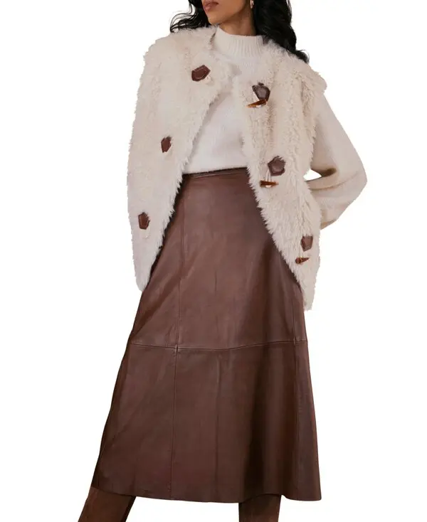 Mint Velvet Faux Fur Vest With Toggle Fastening
