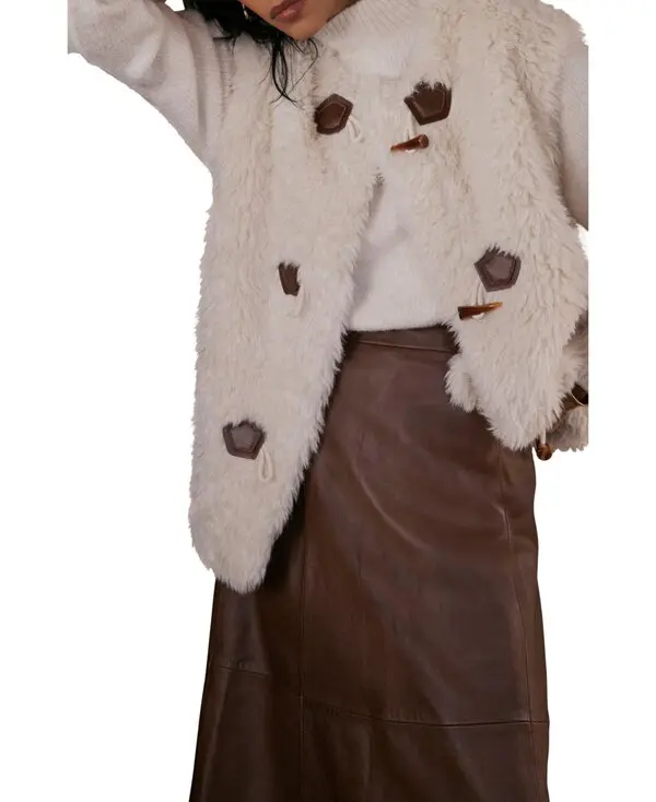 Mint Velvet Faux Fur Vest With Toggle Fastening