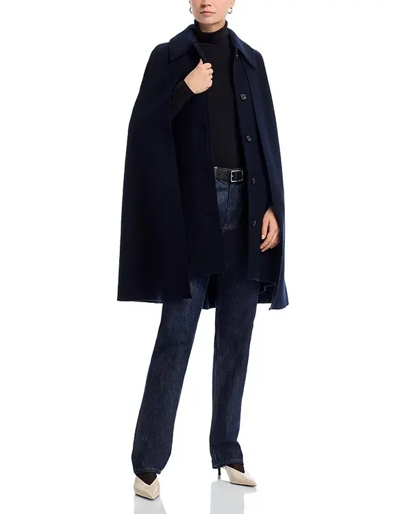 TOTEME Wool Boucle Cape Coat - Navy