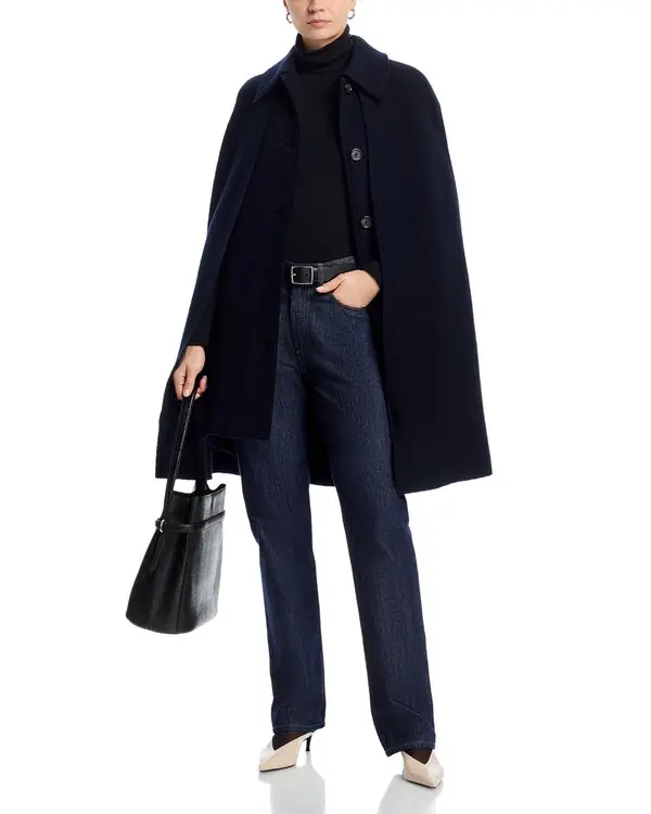 TOTEME Wool Boucle Cape Coat - Navy