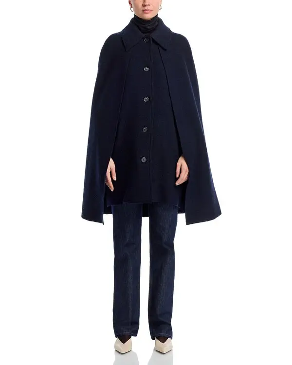 TOTEME Wool Boucle Cape Coat - Navy