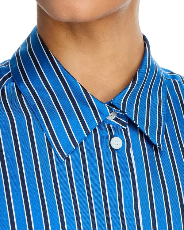 TOTEME Oversized Striped Silk Shirt - Blue/navy