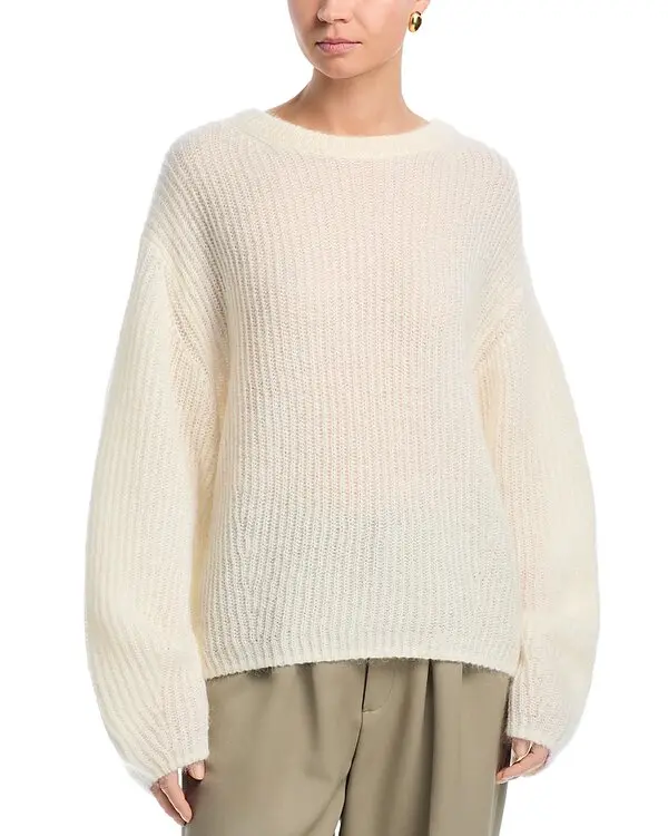 TOTEME Mohair Blend Rib Knit Sweater - Ecru