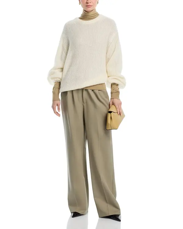 TOTEME Mohair Blend Rib Knit Sweater - Ecru