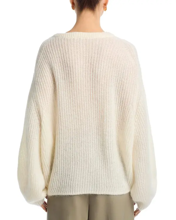 TOTEME Mohair Blend Rib Knit Sweater - Ecru