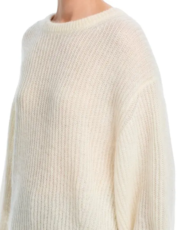 TOTEME Mohair Blend Rib Knit Sweater - Ecru