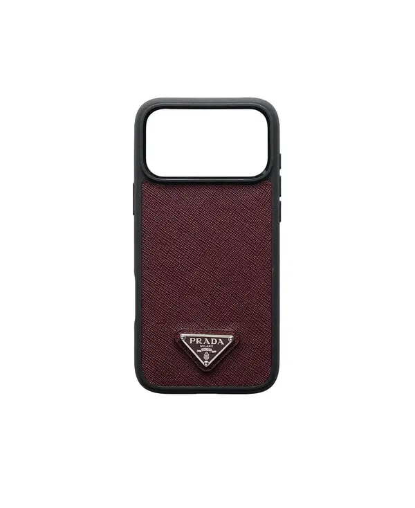 Prada Saffiano Leather Case For Iphone 17 Pro Max - Burgundy