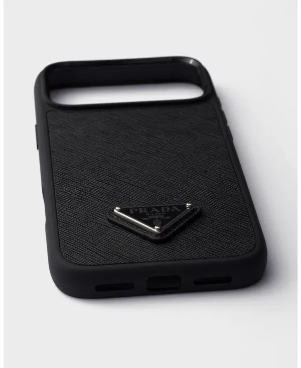 Prada Saffiano Leather Case For Iphone 17 Pro Max - Dark Black