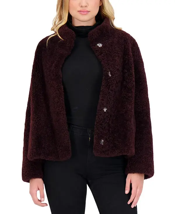 Gorski Sheared Cashmere Goat Jacket - Dark Burgundy