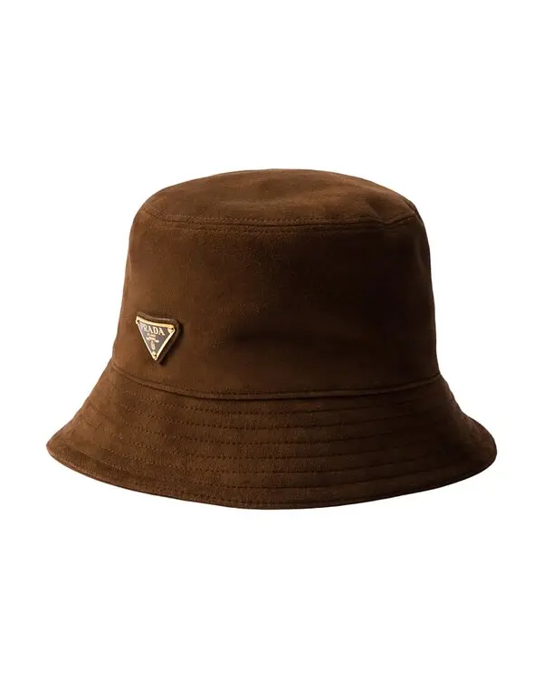 Prada Suede Bucket Hat - Brown