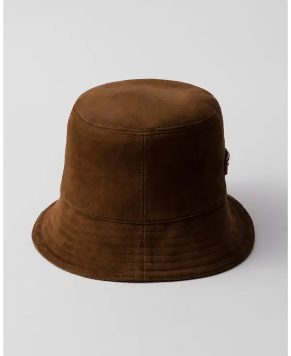 Prada Suede Bucket Hat - Brown