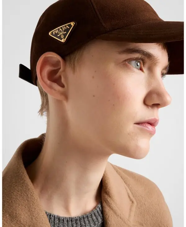 Prada Suede Baseball Cap - Brown