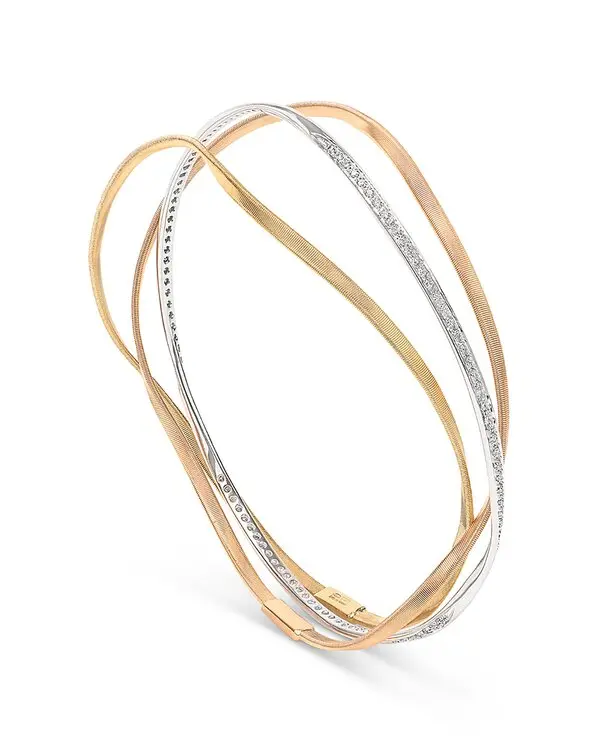 Marco Bicego 18k Gold And Diamond Bangle Bracelet - White/rose/gold