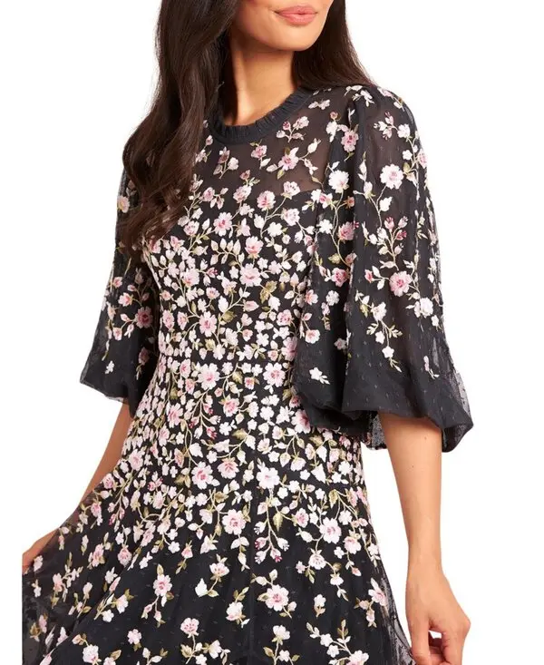 NEEDLE & THREAD Sylvia Round Neck Ankle Gown