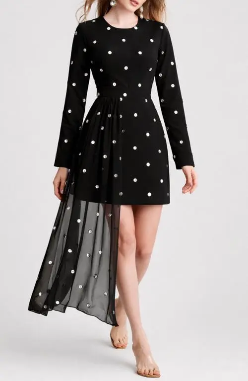 HOLICHIC Kaia Long Sleeve Minidress With Removable Drape Belt - Black