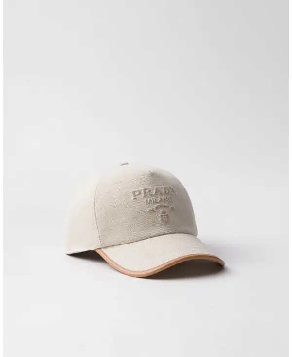 Prada Linen Blend Baseball Cap - Neutral