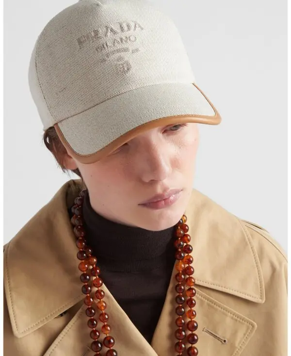 Prada Linen Blend Baseball Cap - Neutral