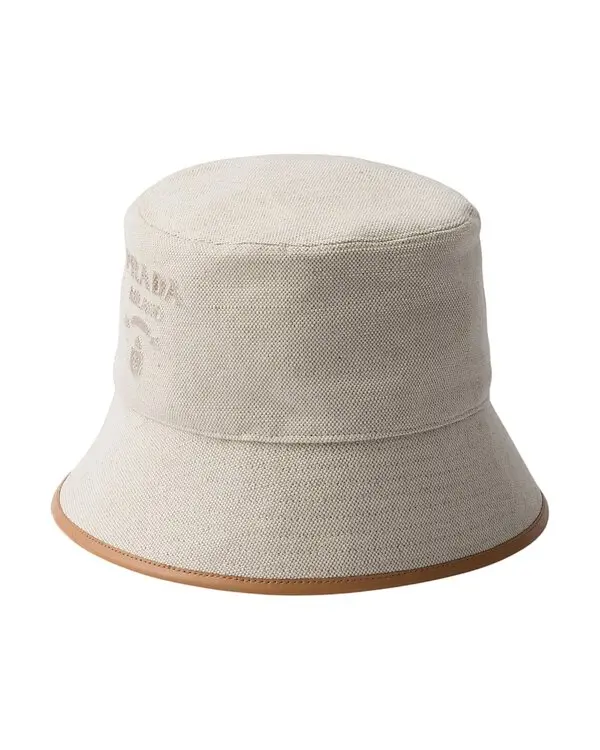 Prada Linen Blend Bucket Hat - Neutral