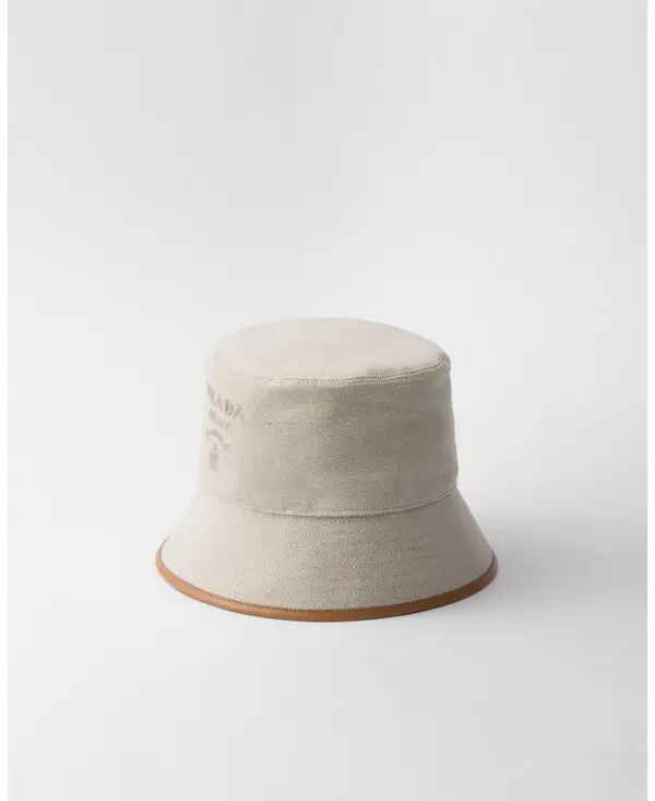 Prada Linen Blend Bucket Hat - Neutral