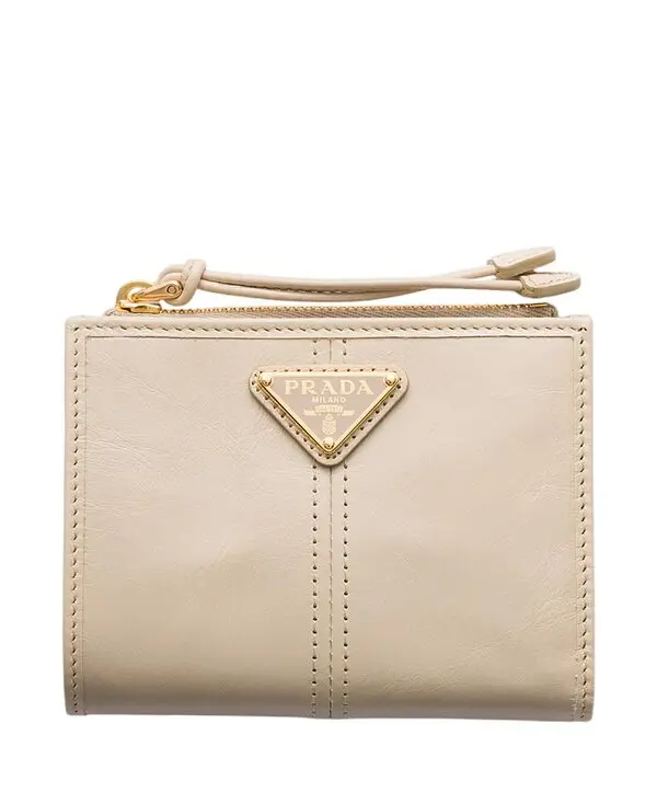 Prada Small Leather Wallet - Neutral