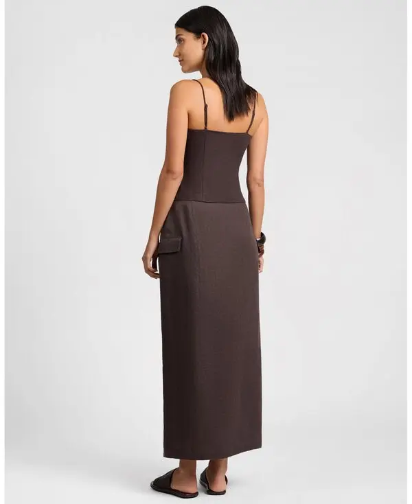 Onia Linen Blend Utility Wrap Maxi Skirt - Espresso