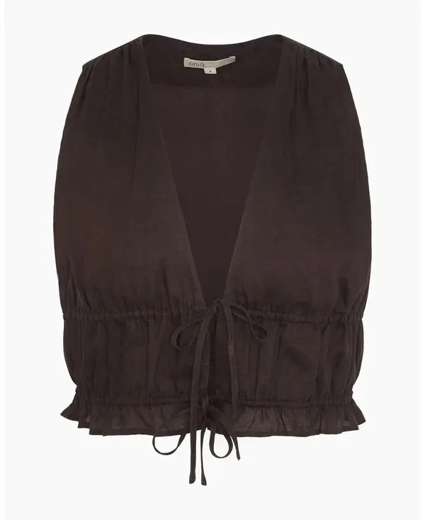 Onia Air Linen Tie-front Top