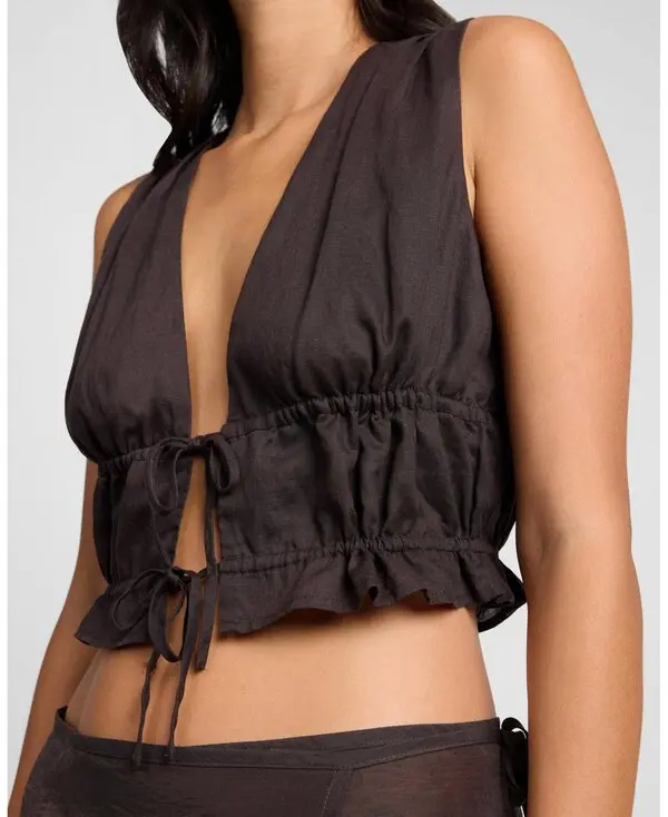 Onia Air Linen Tie-front Top