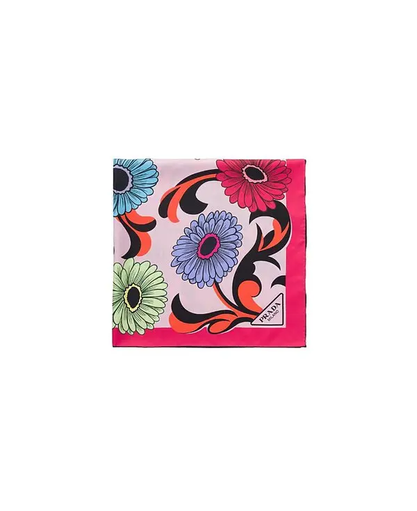 Prada Printed Silk Twill Scarf - Pink