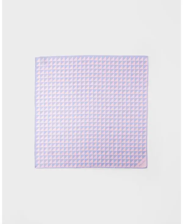 Prada Printed Silk Twill Scarf - Pink/blue