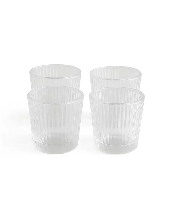 THE COLLECTIVE HOME Pressed Glass Tealight / Votive Holders, Set Of 4 - Clear